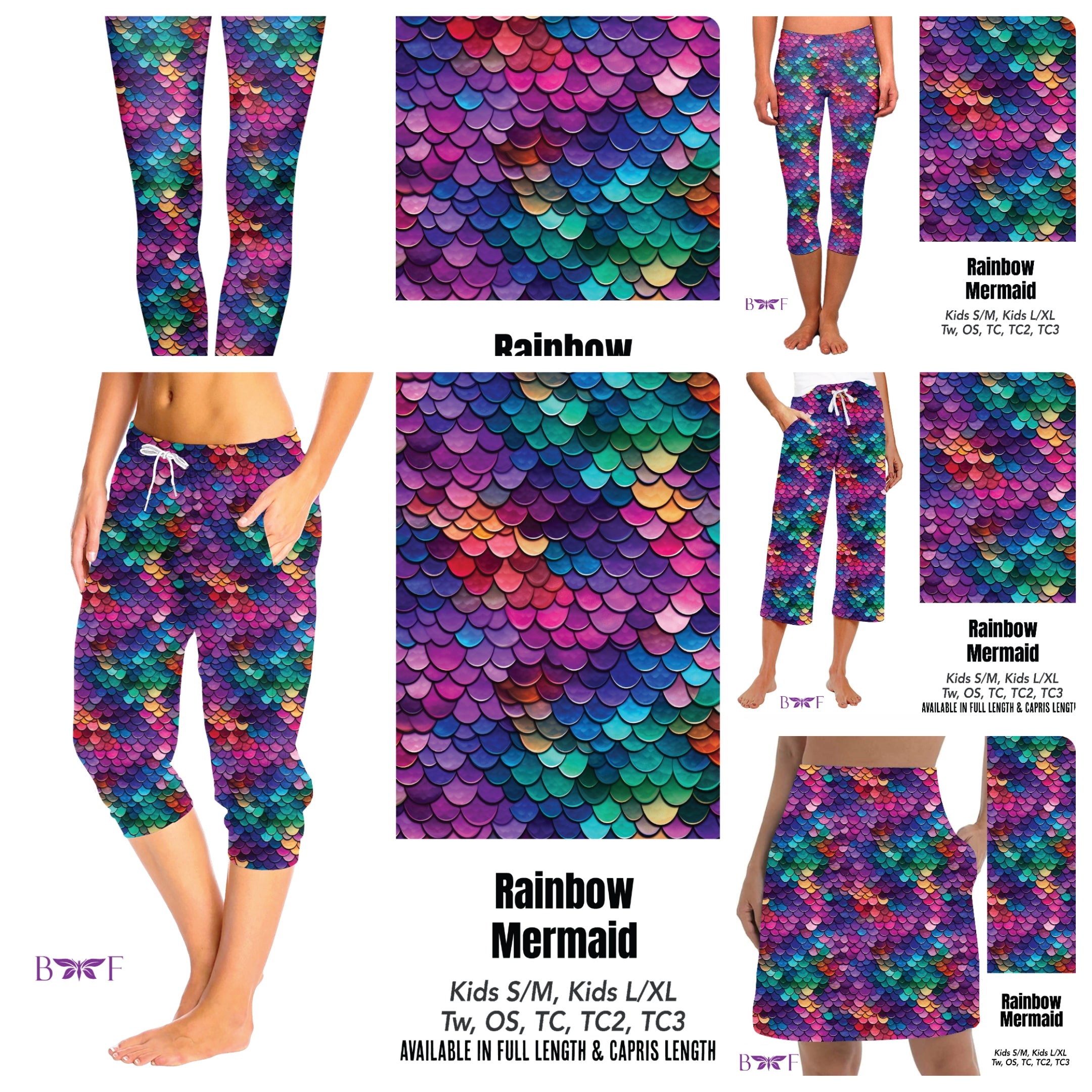 Rainbow Mermaid capris with pockets – Brylah Fashions Wholesale